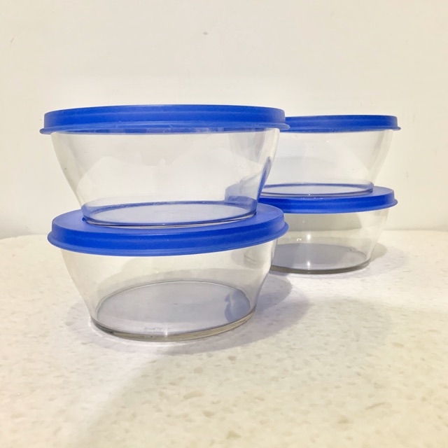 Tupperware Crystal Clear Bowl (610ml / 1 Pcs) with Blue seal cover and ...