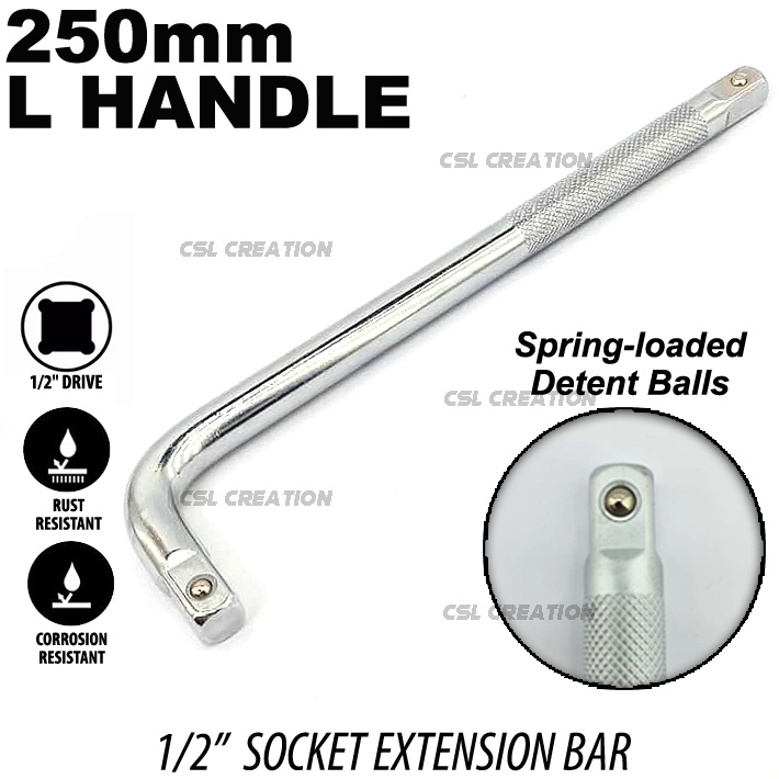 MYDIYHOMEDEPOT - Chrome 1/2" Drive L Handle Extension Socket Sliding ...