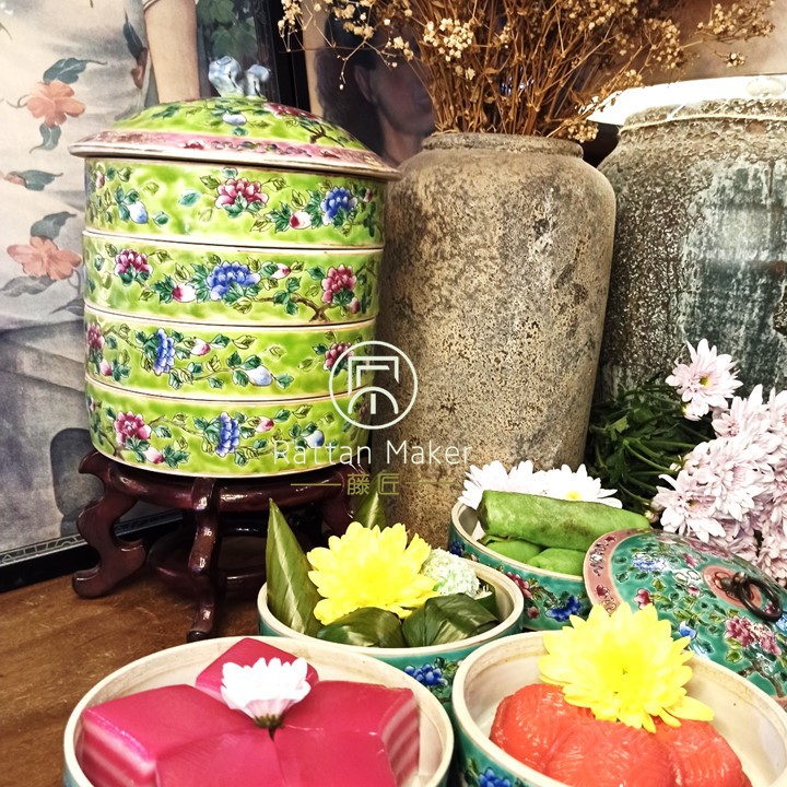 [Green] Baba Nyonya TIffin / Tingkat Ceramic Porcelain / Food Carrier ...