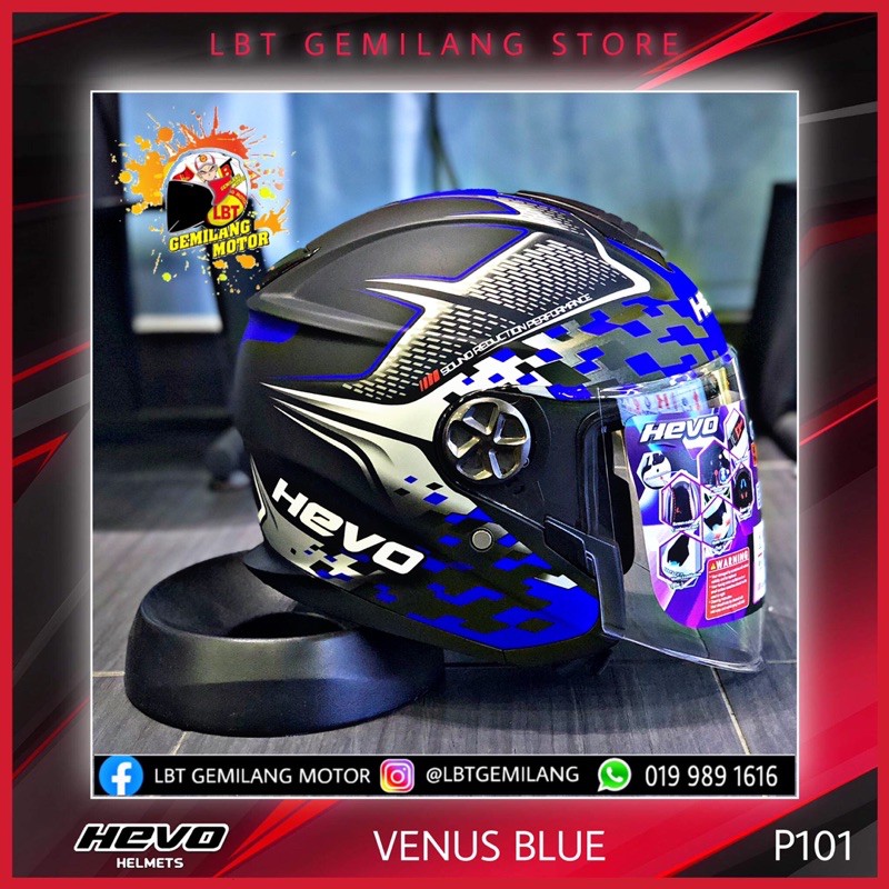 HEVO Helmets Venus [BLUE] Double Visor | Shopee Malaysia