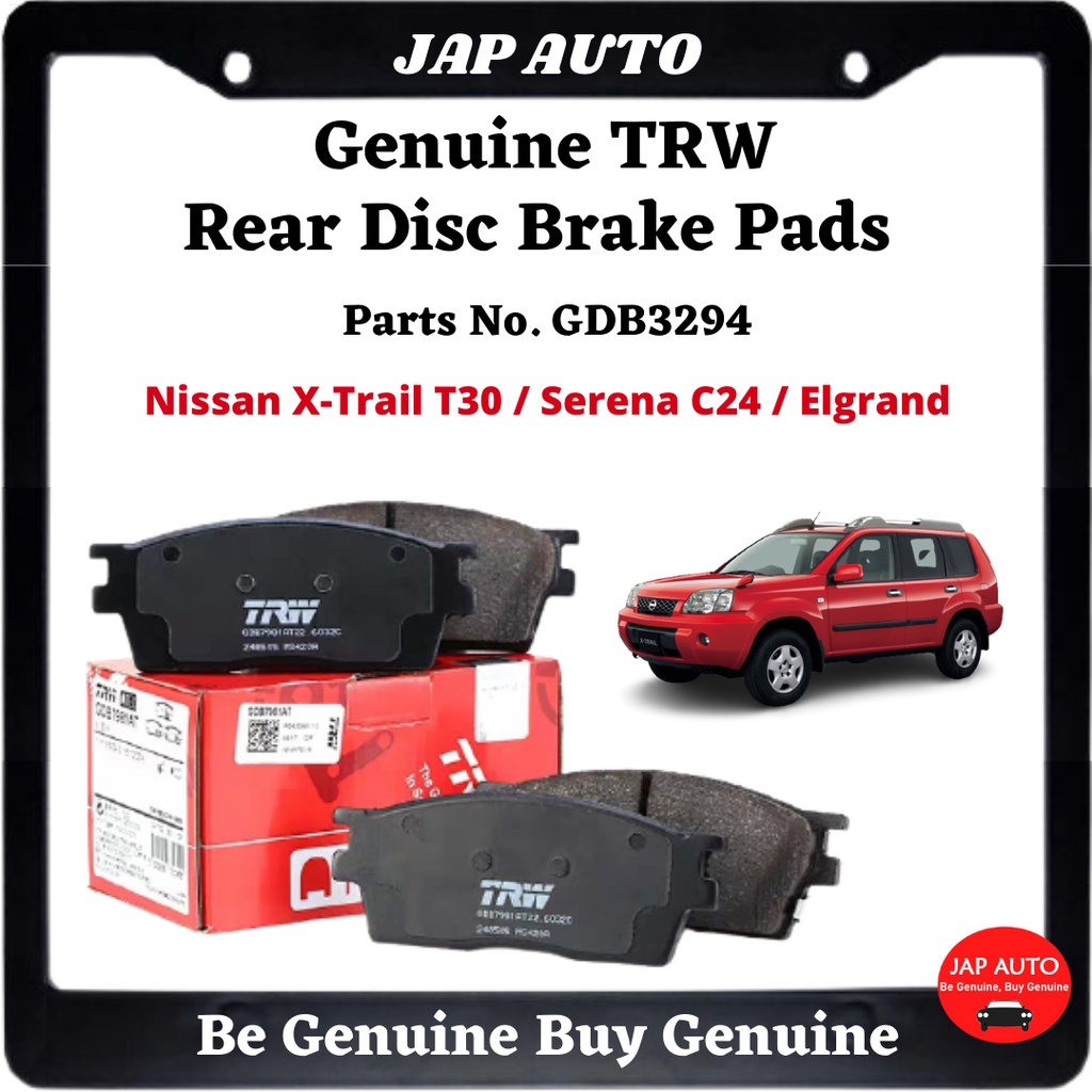Nissan X-Trail T30 / Serena C24 / Elgrand TRW Rear Disc Brake Pads ...