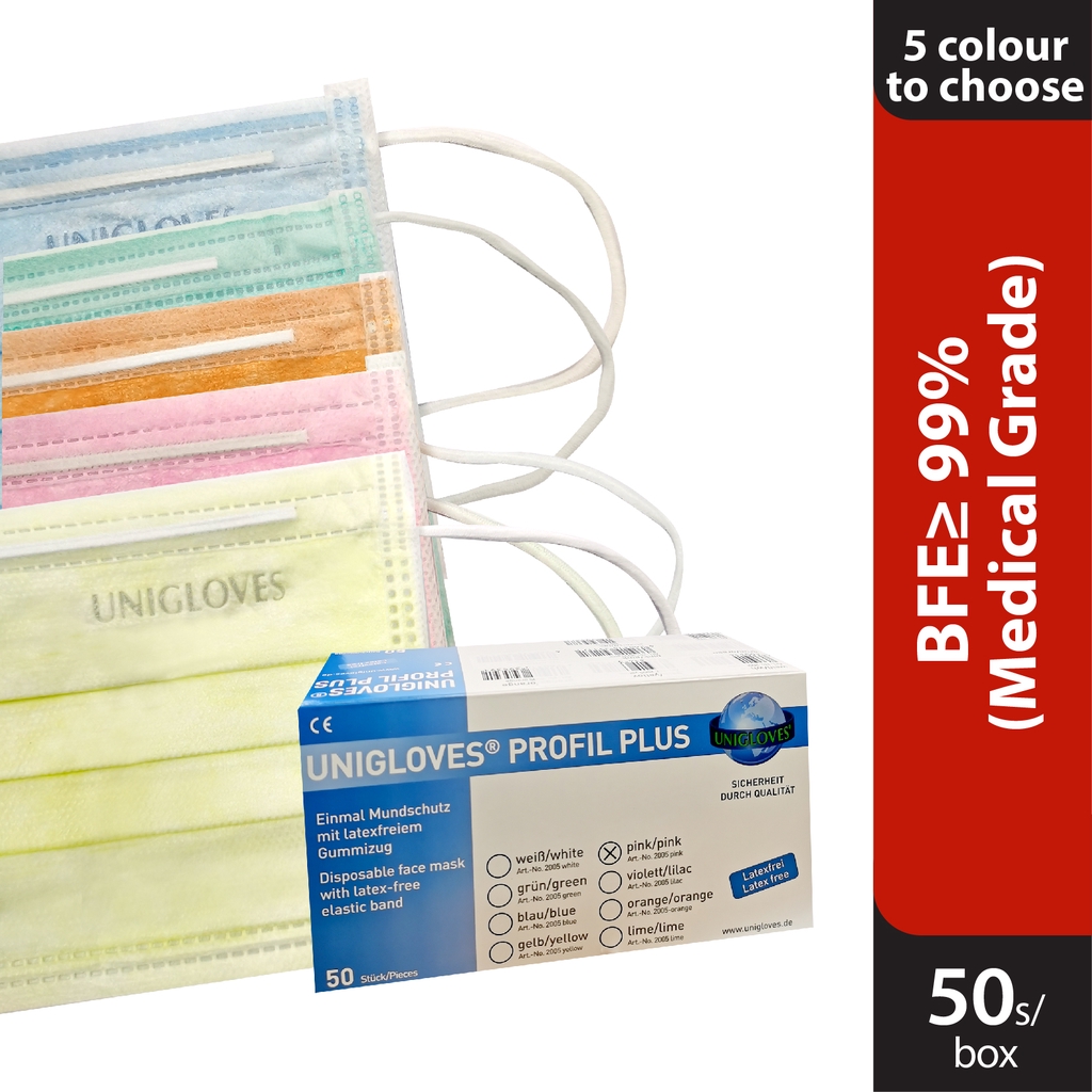 Unigloves Profil Plus 3 Ply Adult Face Mask Ear Loop (50 Pcs) | Shopee ...
