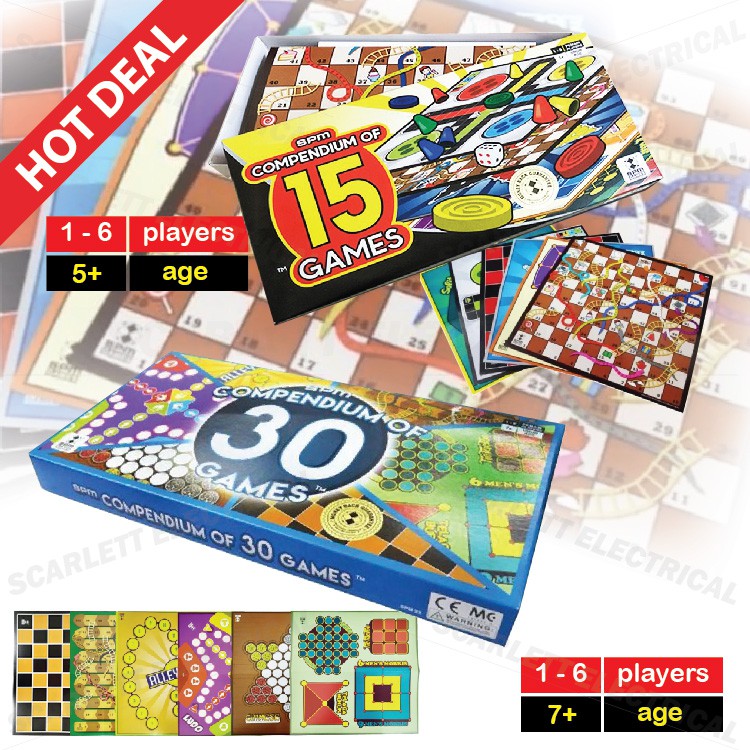 SPM GAMES Compendium of 15 Games (SPM95) & 30 Games (SPM23) Ludo/Snakes ...