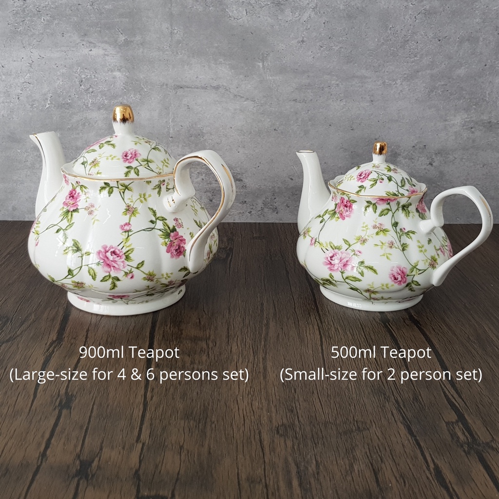 English Tea Pot Set Porcelain Pink Rose Tea Set English Style 900ml ...