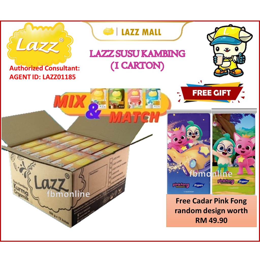 Lazz Susu Kambing - Asli/ Kurma/ Choco/ Strawberi/ 550g - 1 carton ...