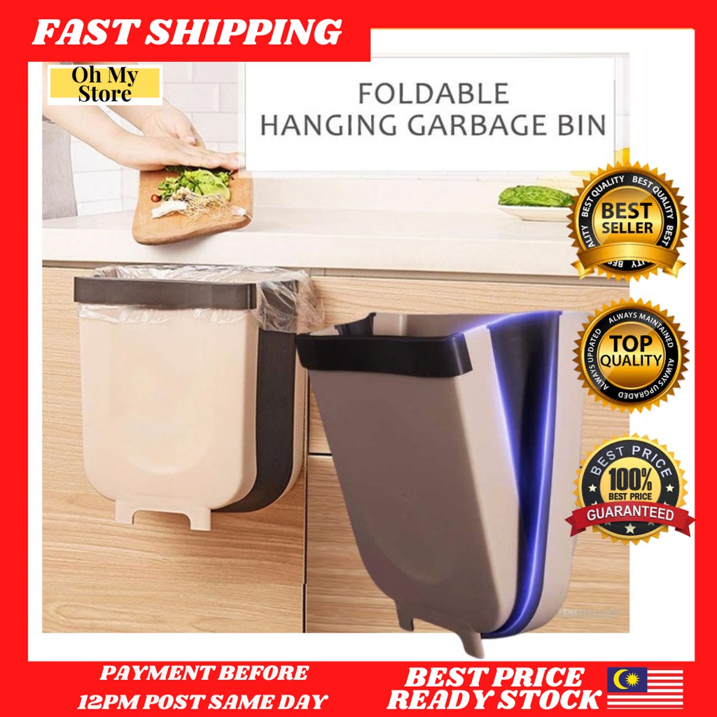 Kitchen Wall Mounted Folding Dustbin Cabinet Door Foldable Hanging ...