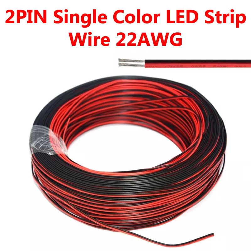 2C LED Strip Cable Red Black 22AWG 20AWG 2Pin Single Color LED Strip ...