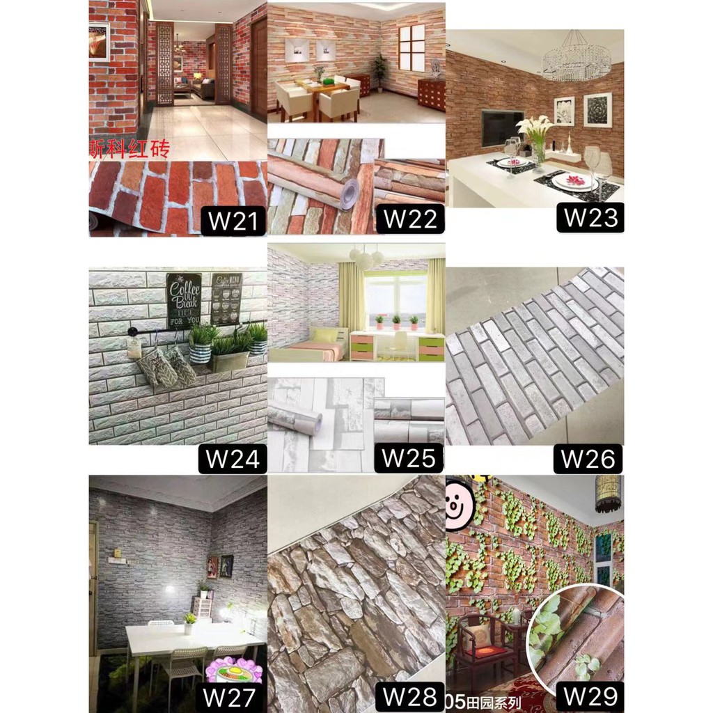 BATU 2D WALLPAPER Self Adhesive PVC Sticker WATER PROOF BRICK | Shopee ...
