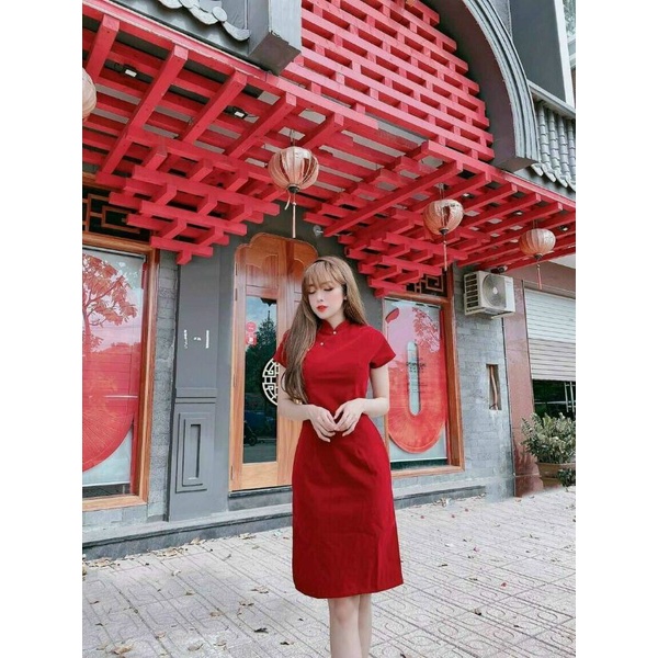越南女装现货改良旗袍显瘦年轻款中长款旗袍中国风连衣裙 Vietnam Fashion Ready Stock Cheong Sam Qipao