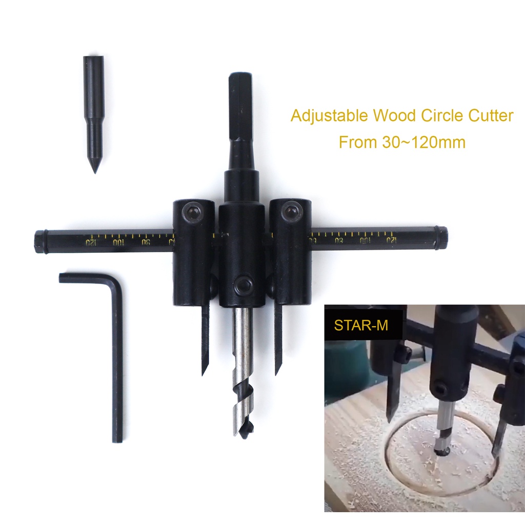 Wood Circle Cutter Circular Wood Cutter with Diameter Adjustment 30mm ...