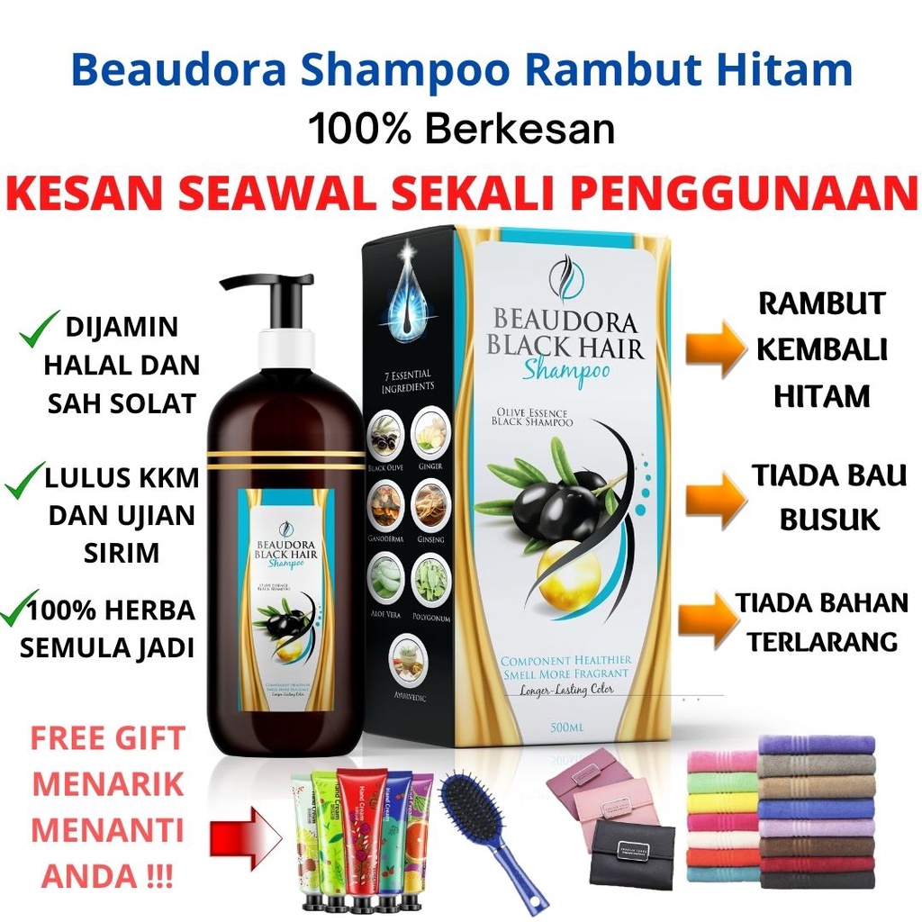 Syampoo Rawat Uban Hitamkan Rambut Sah Solat Mesra Wudhuk Beaudora ...