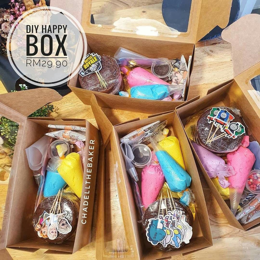 DIY happy BOX cake kids (Cadbury Filling) (Moist choc cake) Kek Diy ...