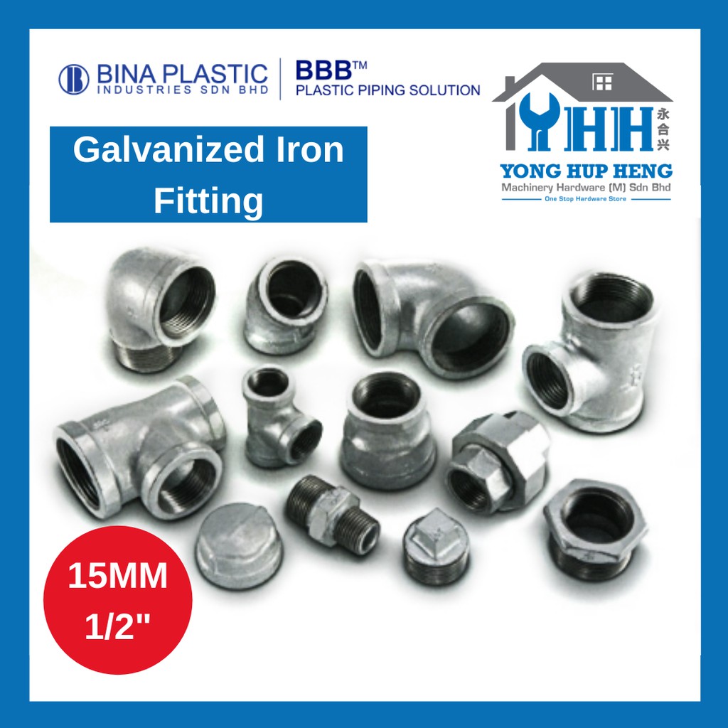 GI Galvanized Iron Besi 1/2" Pipe Fitting lock nut, elbow, 45 elbow, Soc, plug, Endcap, nipple ...