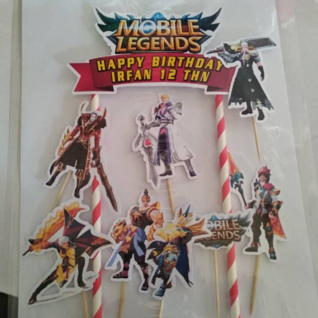 [CUSTOM NAME] Happy Birthday Cake Topper Mobile Legends ML Decoration ...