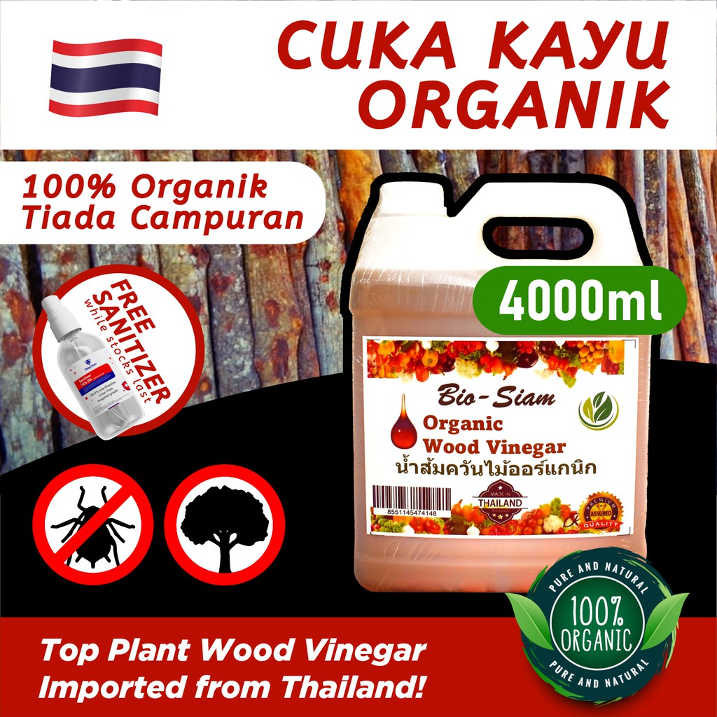 [4L] CUKA KAYU THAILAND ORGANIK Bio-Siam Baja Foliar Anti Serangga ...