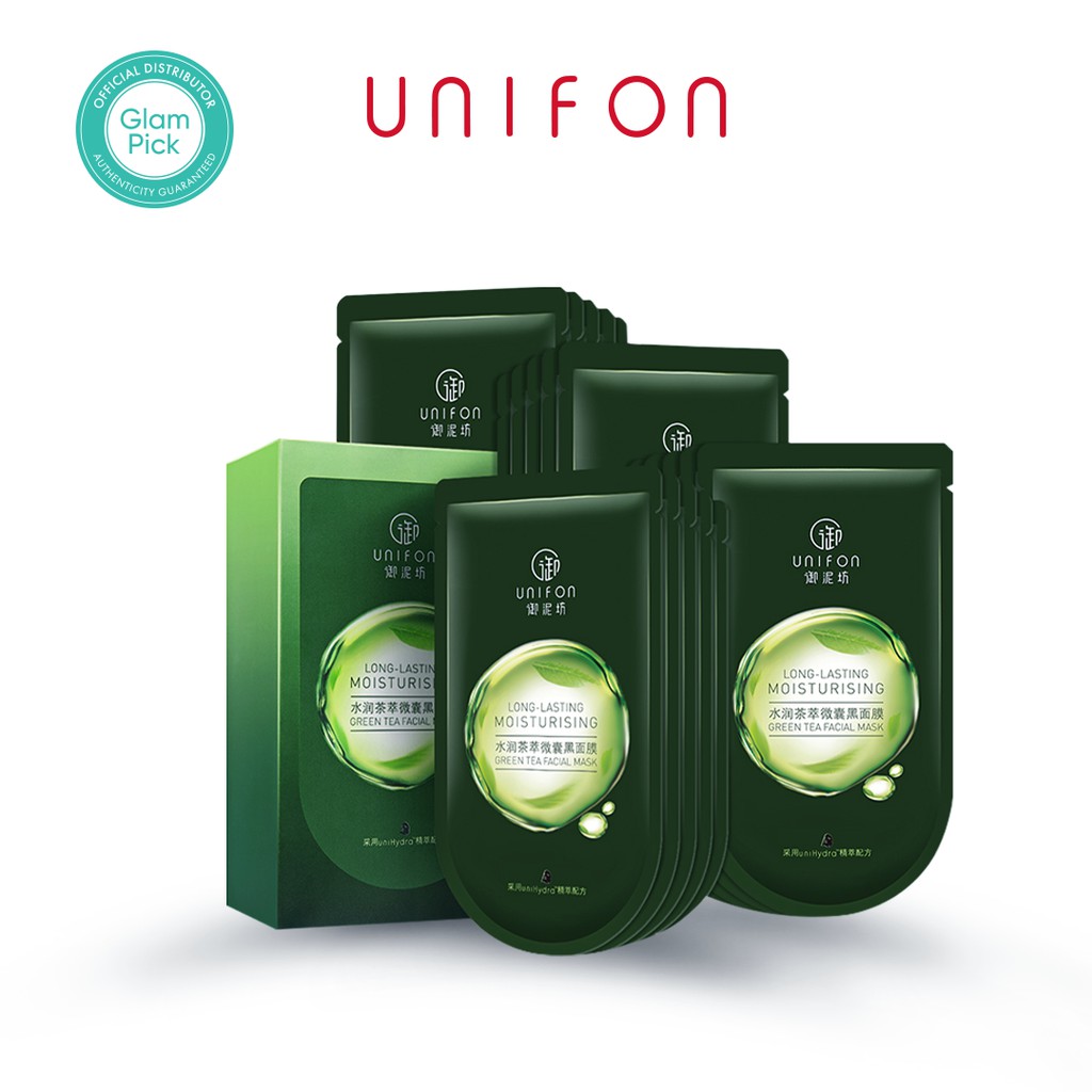UNIFON Moisturizing Green Tea Mild Facial Mask 25ml*20pcs Green | PGMall