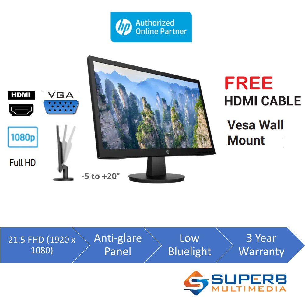 HP V22v FHD Monitor (Vga or Hdmi) | Shopee Malaysia