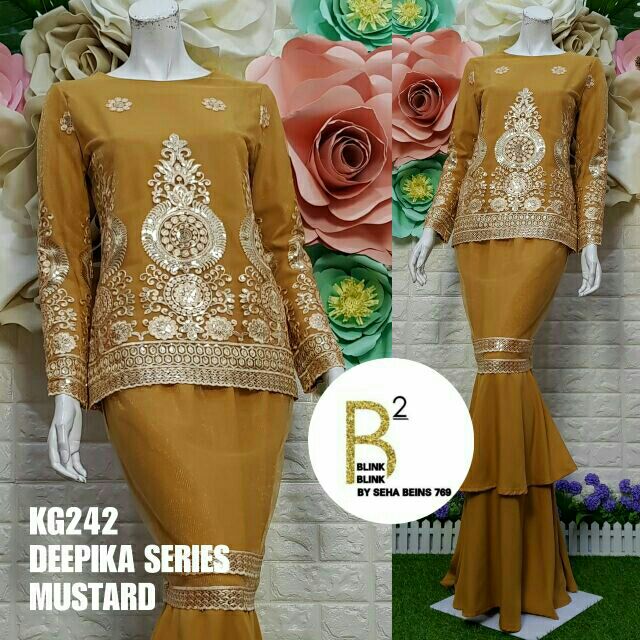 Kurung Saree Lace Saiz XL Kurung Saree Mustard Ready Kurung Raya Moden ...