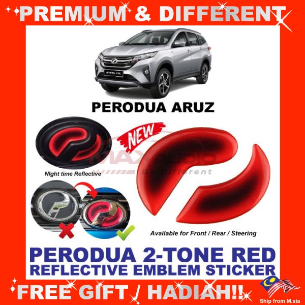 PERODUA ARUZ Front Rear Steering Night Reflective 3M 3D 2-Tone Red ...