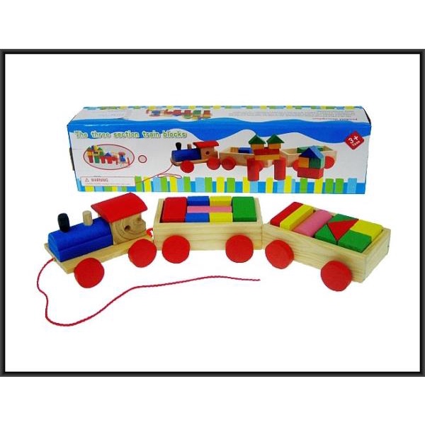 The Three Section train blocks /Kids Wooden Train with geometric shapes ...