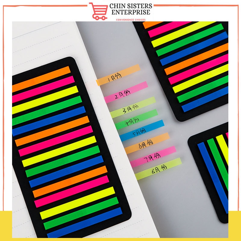 5 Colors Fluorescent Sticky Notes Instruction Classification Index ...