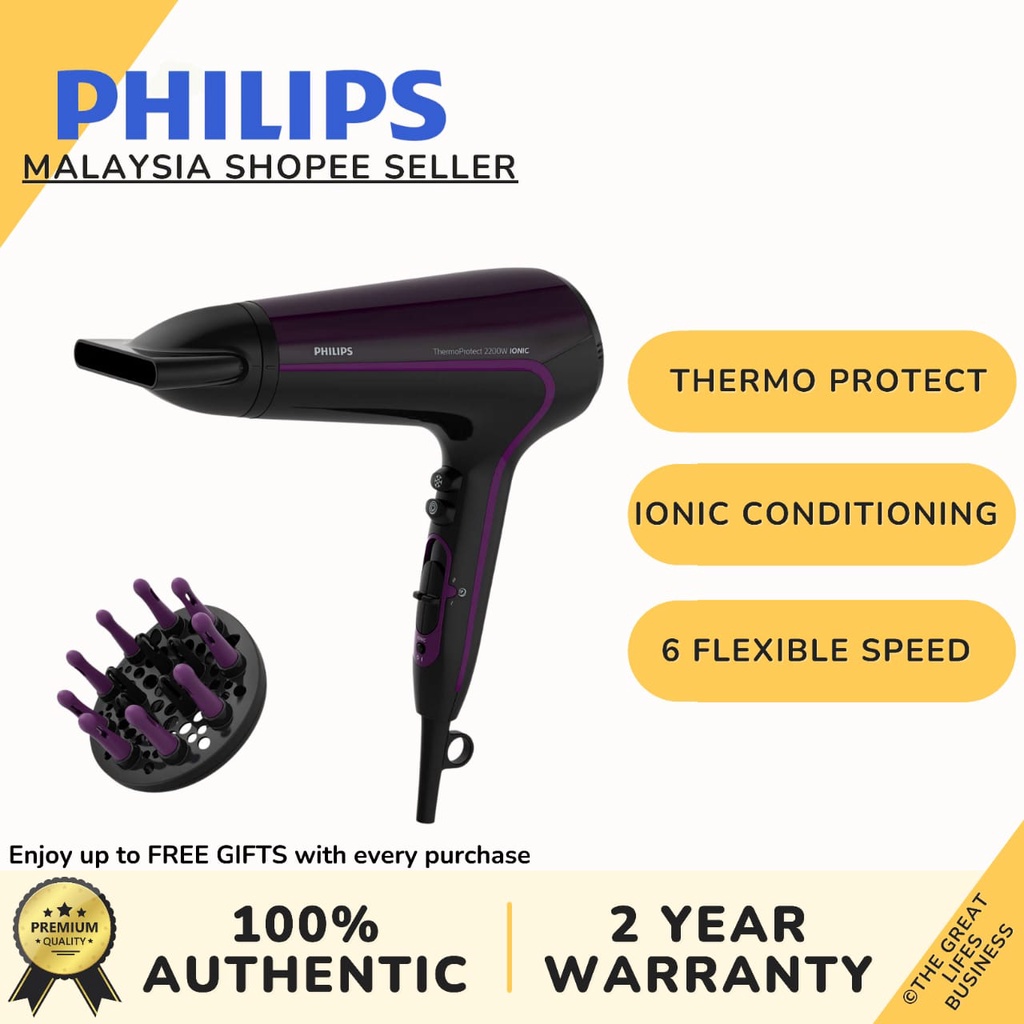Philips Thermo Protect Ionic Hair Dryer (2200W) HP8233 | Shopee Malaysia