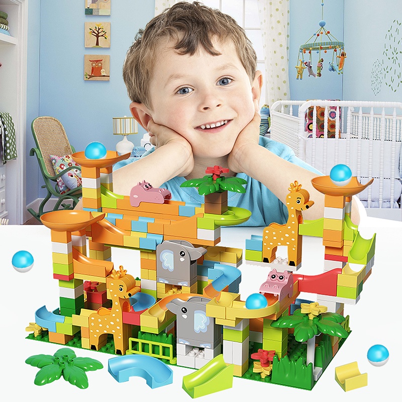 Big Size Animal Slide Blocks Marble Race Run Big Building Blocks ...