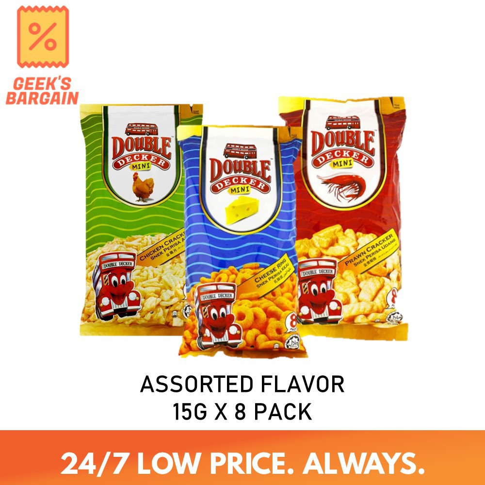 Double Decker Mini Assorted Flavor 15G X 8 Pack (Cheese, Chicken, Prawn ...