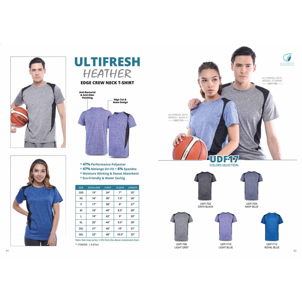 Ultifresh Heather Edge Crew Neck T-Shirt/baju sukan/sport shirt ...