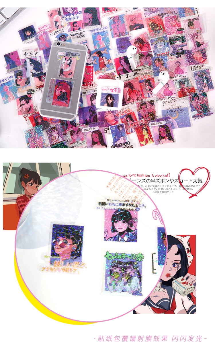 40Pcs Comics Sticker Anime Cute Journal Stickers Waterproof Stickers ...