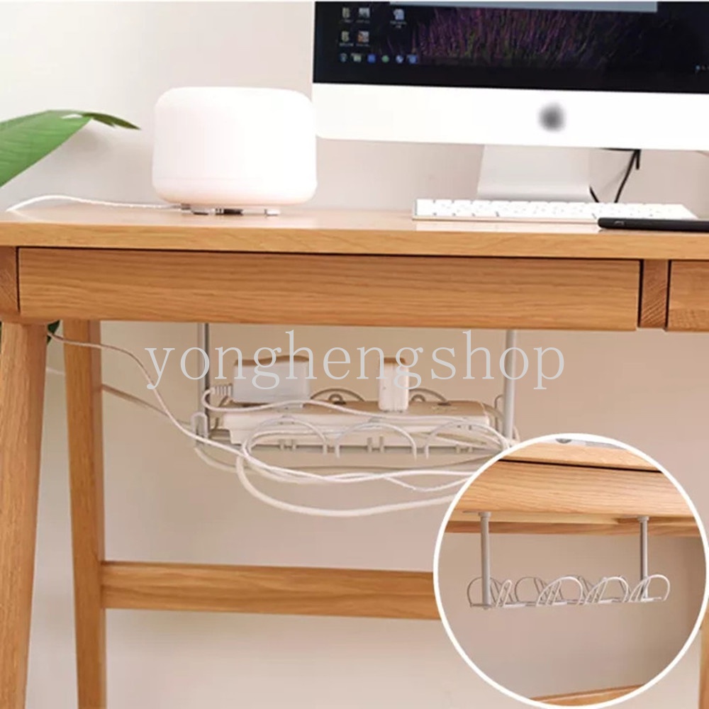 Under Table Socket Hanging Holder Desk Bottom Cable Storage Rack ...