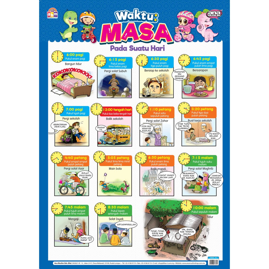 Ana Muslim - Poster Waktu - Alat Bantuan Mengajar (ABM) Tadika Kanak ...