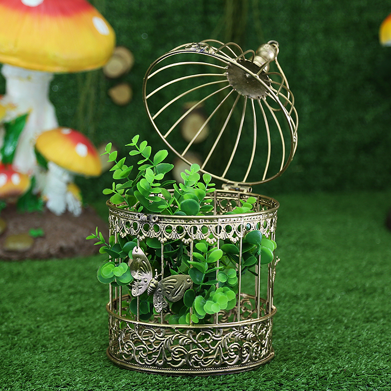 Mori golden bird cage wedding props Chinese wedding props sign-in table ...