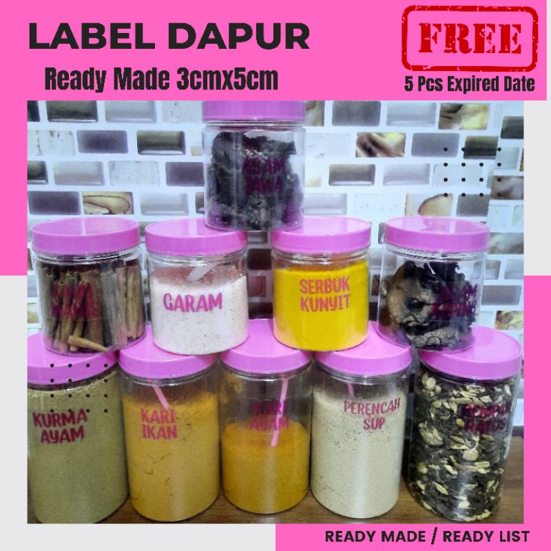 (90pcs)Sticker Label Dapur Kitchen Label Readymade Tanpa Border Color ...