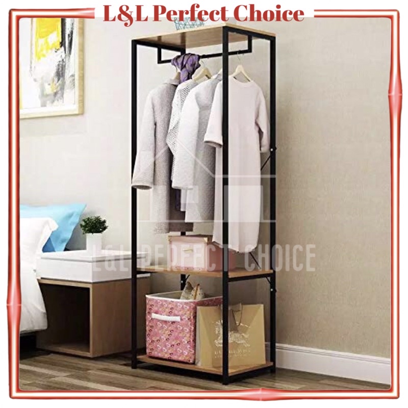 Modern 2 Tier Open Wardrobe With Shelf Shelves Clothes Cabinet Modern ...