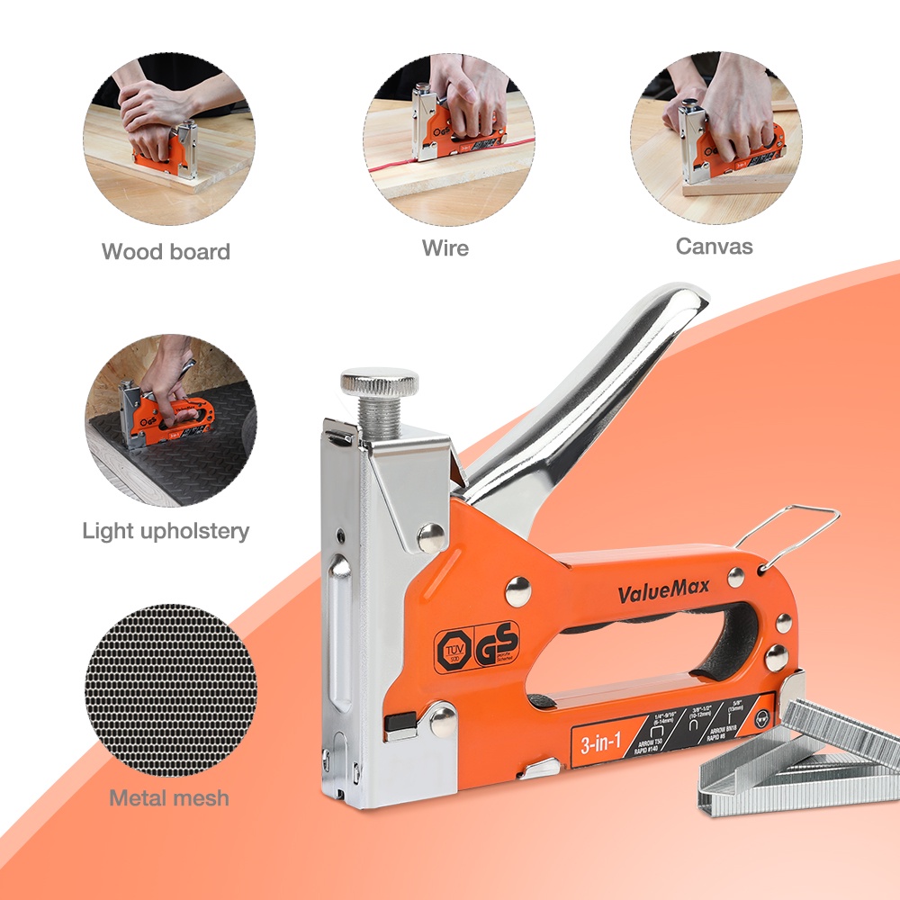 ValueMax 3 in 1 Stapler Nail Gun Staple Gun Nailer Furniture Tool Wood ...