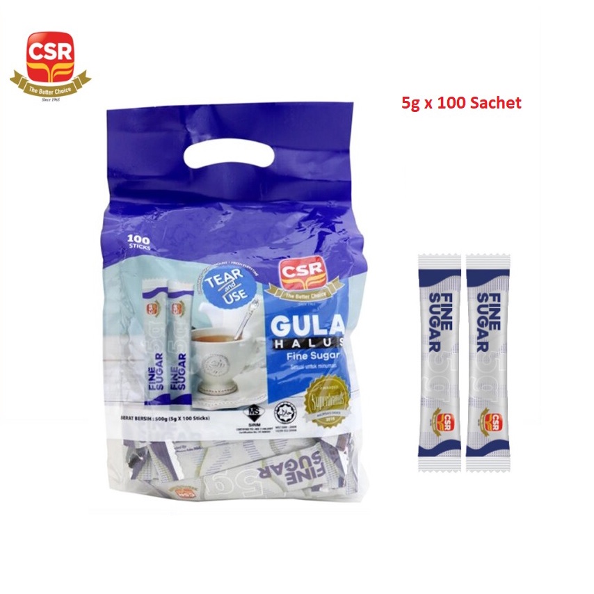 CSR Fine Sugar Stick pack / Sachet (5G x 100s) / Gula Halus dalam pack ...