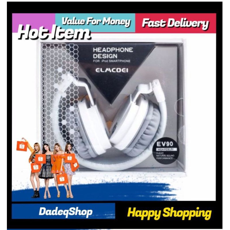 [Ready Stock] Mencari Headphones Yang Best ELMCOEI EV90 (White) | Shopee Malaysia