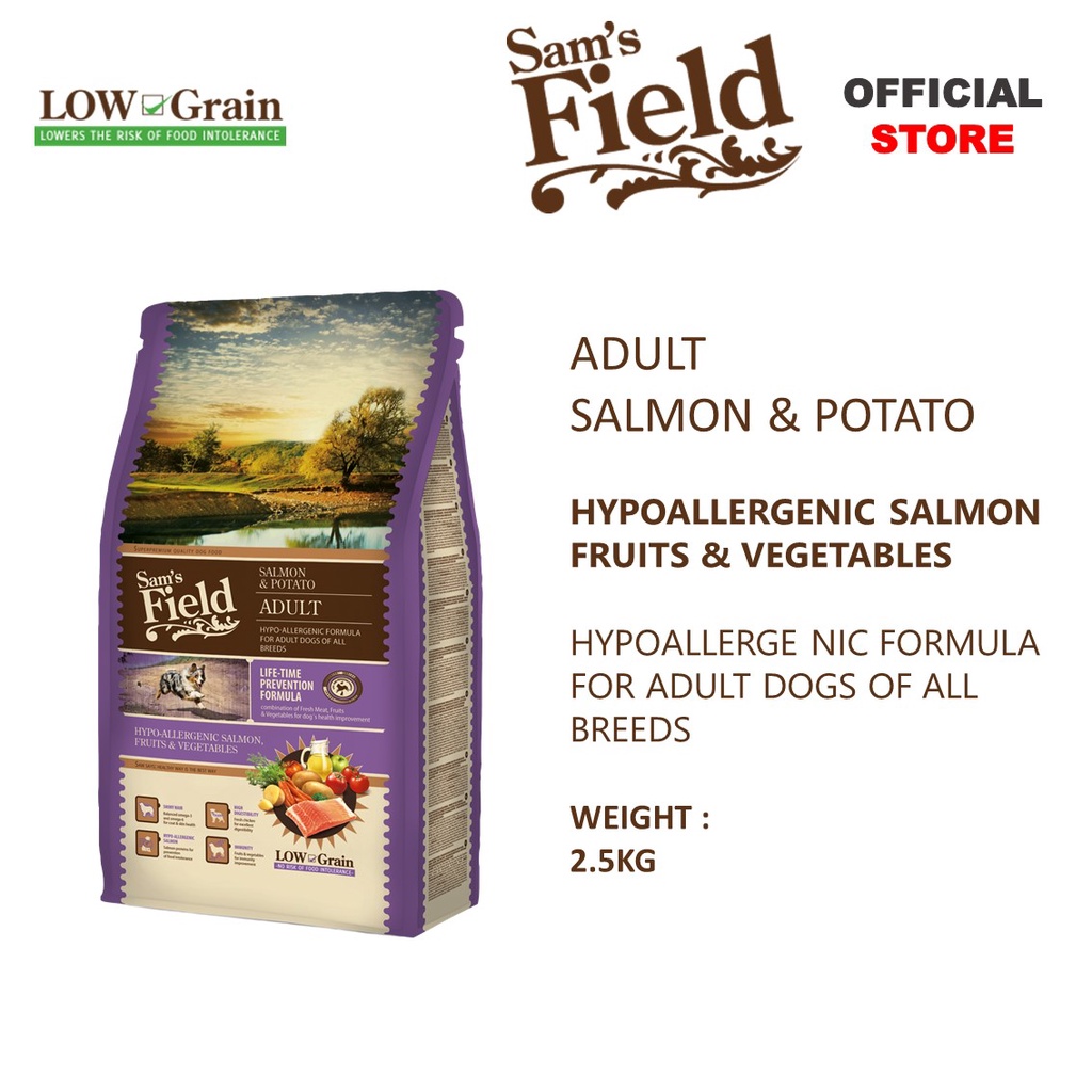 Sam's Field Low Grain Dog Dry Food Adult Salmon & Potato (2.5kg ...