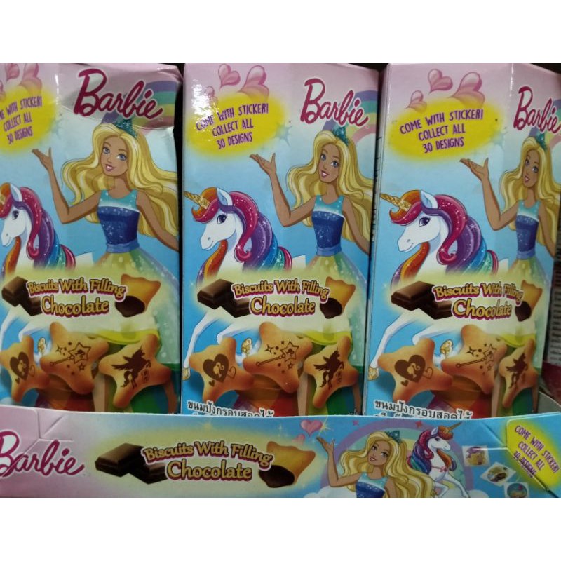 BARBIE BISCUITS WITH FILLING CHOCOLATE (COME WITH STICKERS OF 30 DESIGN ...
