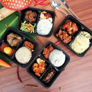 BENXON 3 Compartment Lunch Box with Lid [ 10sets ] BT-1 PP Plastic Food ...