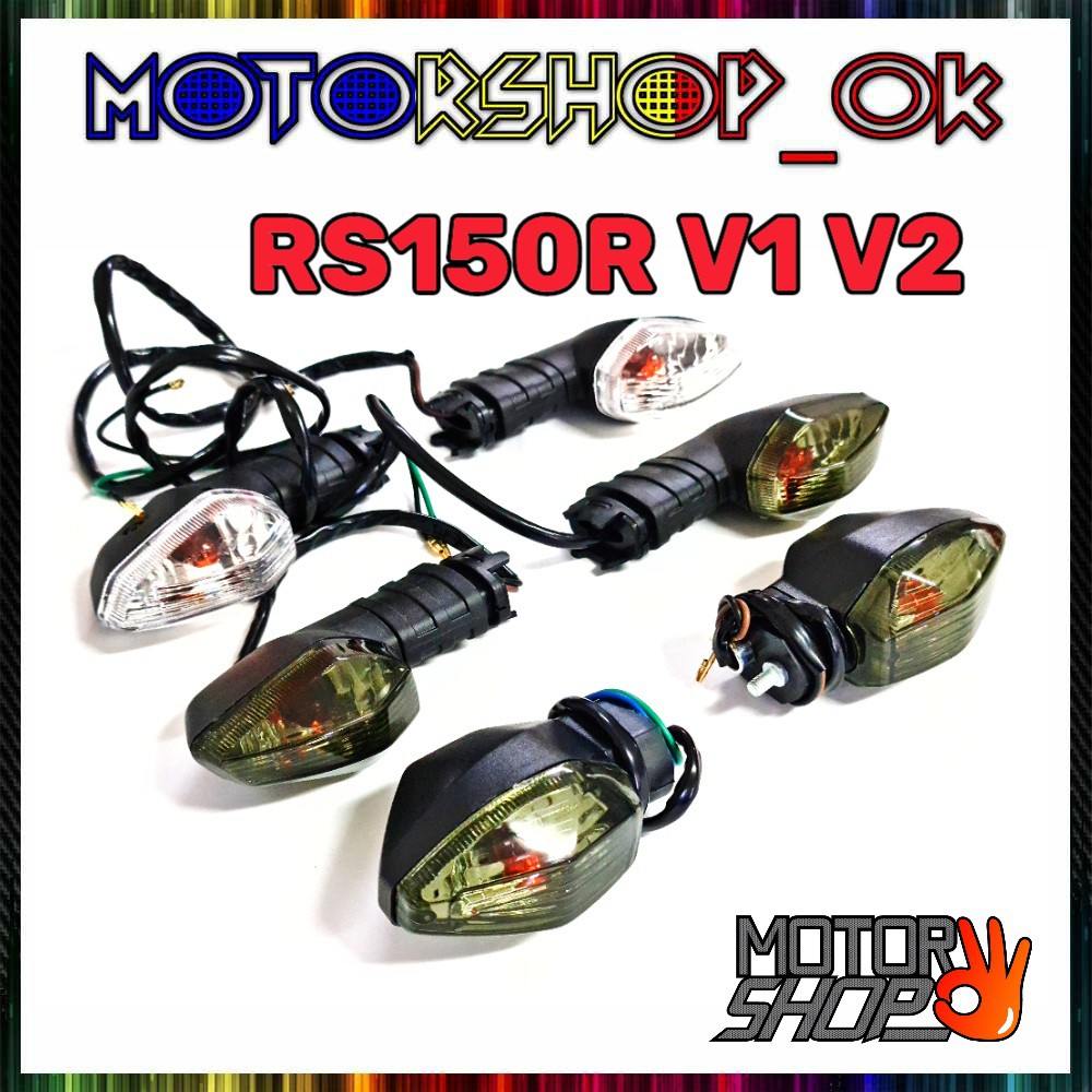 FRONT AND REAR SIGNAL SET TINTED HONDA RS150 RS150R V1 V2 / DASH 2 FI / WAVE CX ALPHA / DASH NEW ...