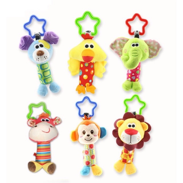 *Ready Stock* Happy Monkey Baby animals hand rattle teether soft baby ...