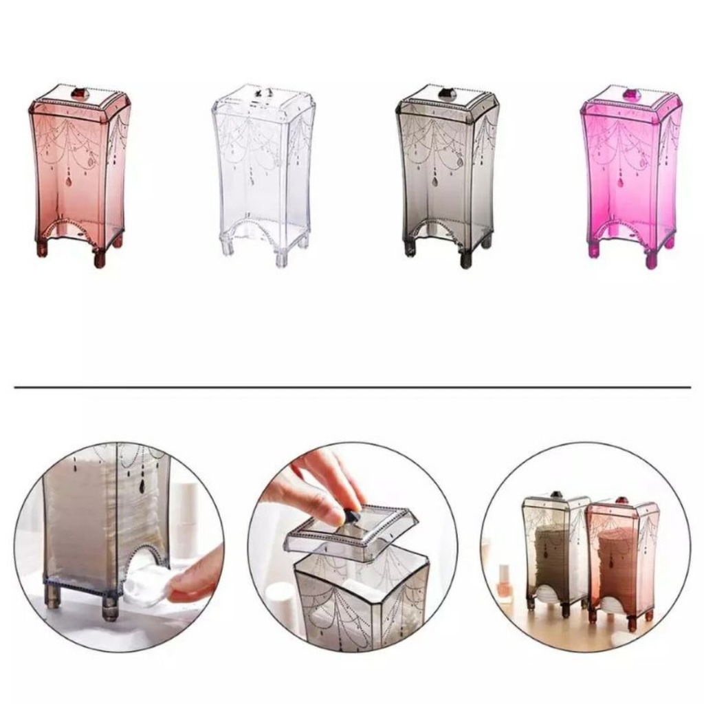Plastic Makeup Cotton Pad Storage Box Desk Organizer Case Cosmetic Tool ...