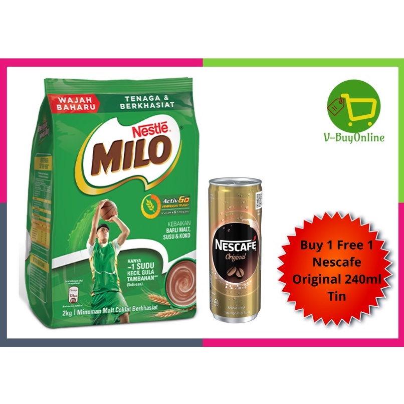 Nestle Milo Softpack 2KG FOC Nescafe Original Tin (240ml) | Shopee Malaysia