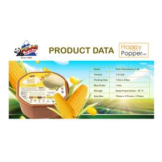 Happypopper Polar Ice Cream 1.5L 1.5 Liter Tub Flavour Sweet Corn ...