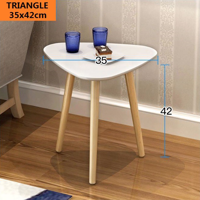 Solid Wood Triangle Shape Coffee Table Side Table with 3 Legs | Shopee ...