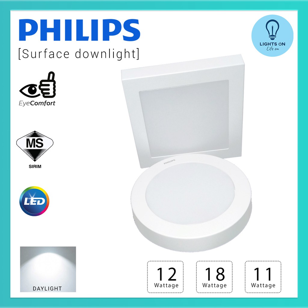 Philips StarSurface 12w 18w Surface Mounted LED Downlight Lampu Siling ...