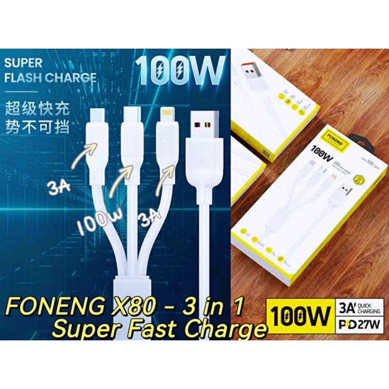 Foneng X80 3in1 100W Data Cable | Shopee Malaysia