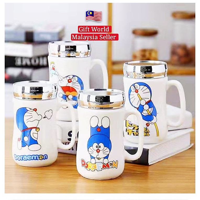 DORAEMON PREMIUM MUG MIRROR LID ** READY STOCK IN MALAYSIA (KL ...